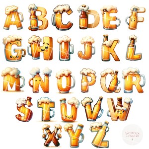 A-Z Beer Themed Alphabet Clipart - Craft Beer Letters, Digital Download ...