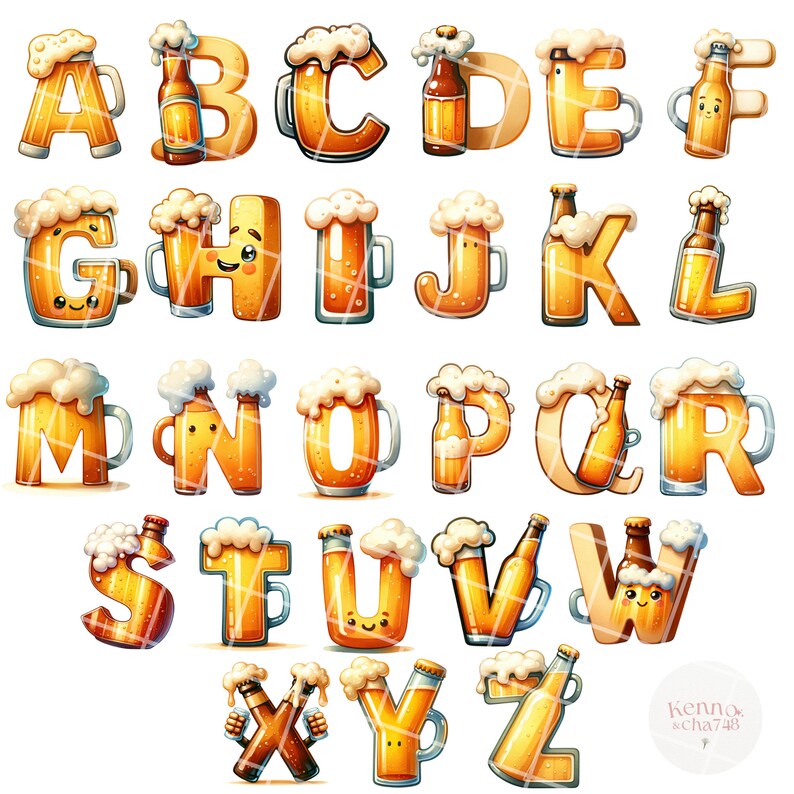 A-Z Beer Themed Alphabet Clipart Craft Beer Letters, Digital Download ...