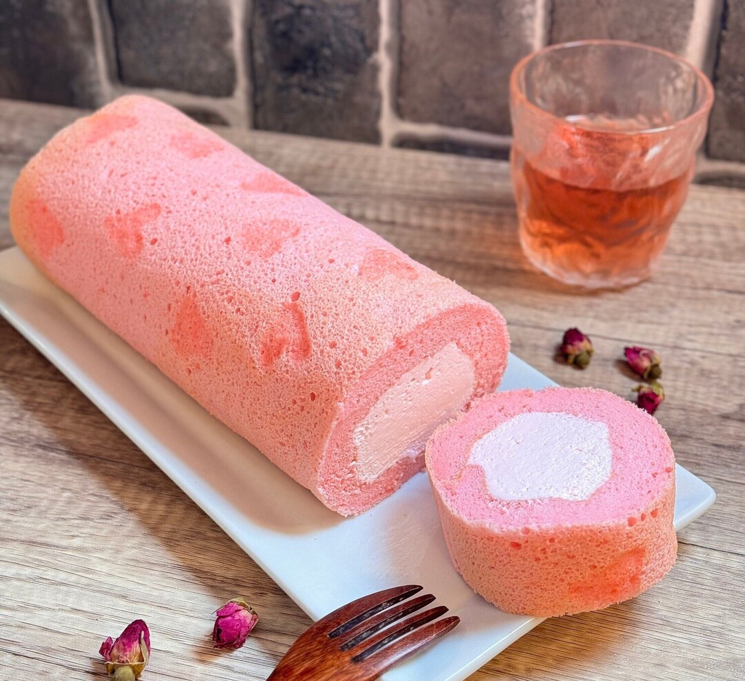 Rose Stawberry Cream Roll Cake - Etsy