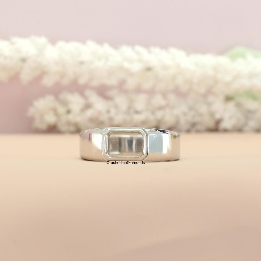 Unique Semi Mount Solitaire Ring for Men's, Emerald or Radiant Shape ...