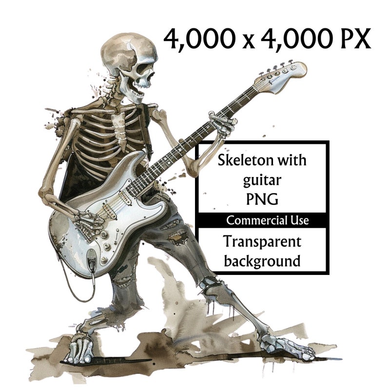Skeleton With Guitar - Etsy