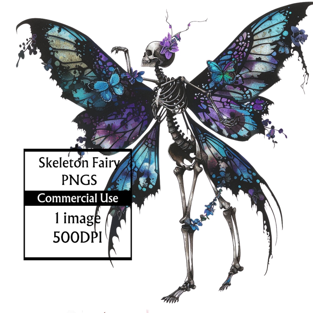 Skeleton Gothic Fairy, Evil Fairy, Skeleton Butterfly, Black and Purple ...