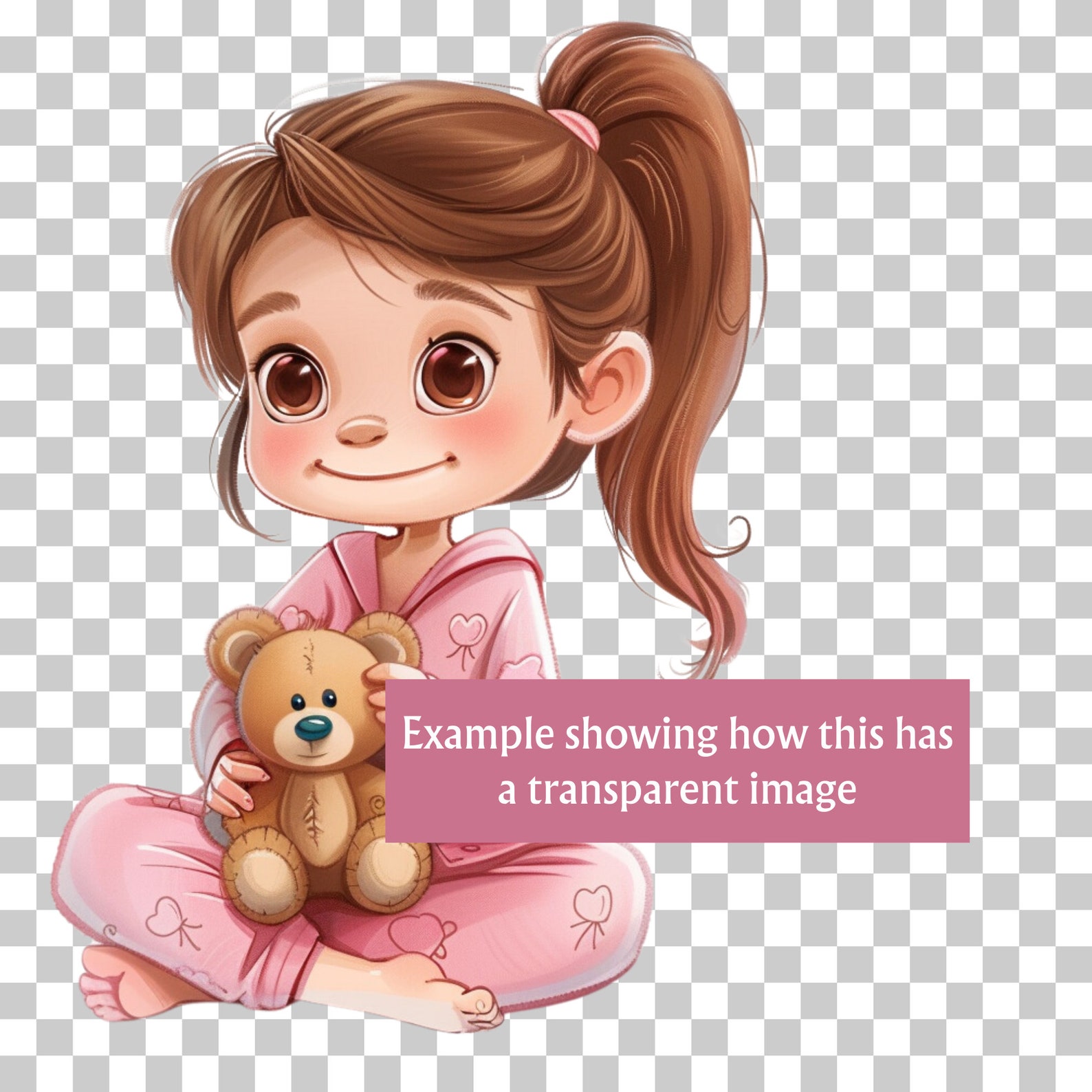 Boy in Blue Pjs With Teddy, Girl in Pink Pjs With Teddy, Sleepover Clip ...