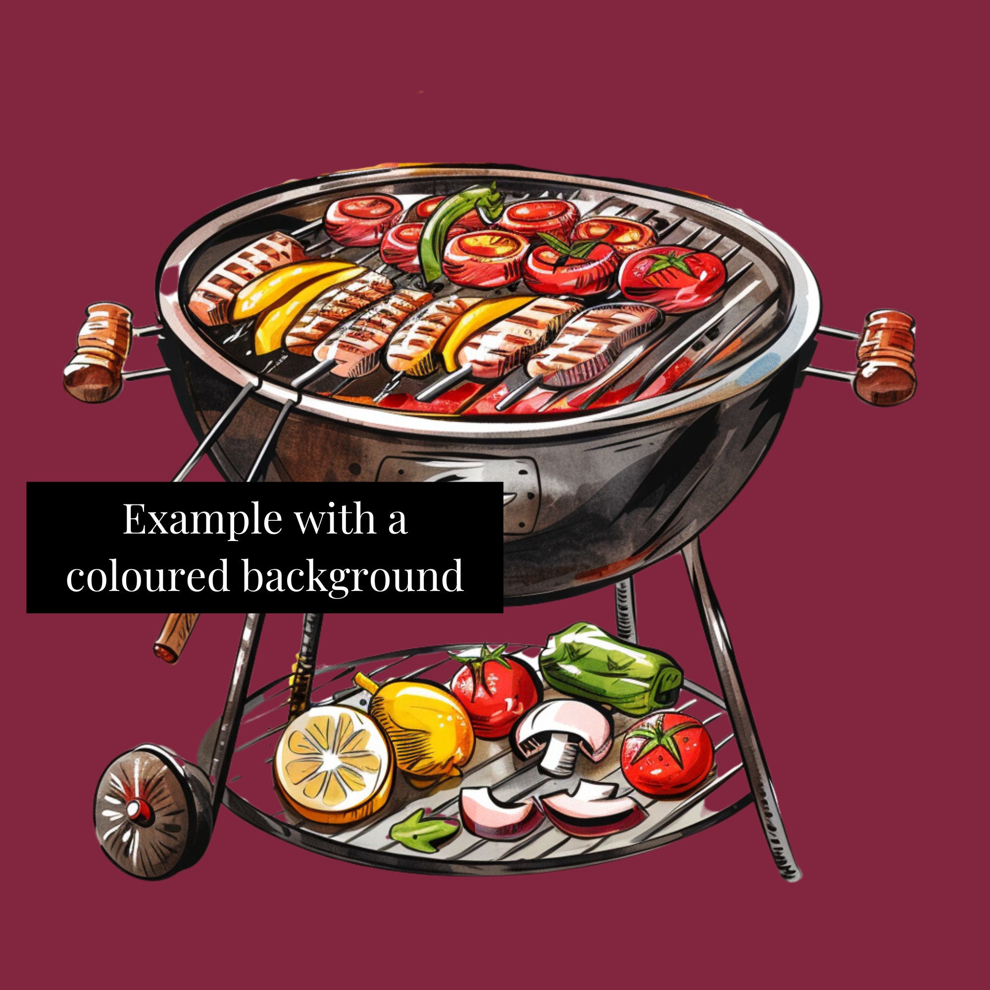 Premium Watercolor BBQ Clipart, Grilled Brisket, Hotdog, Bbq Skewer ...