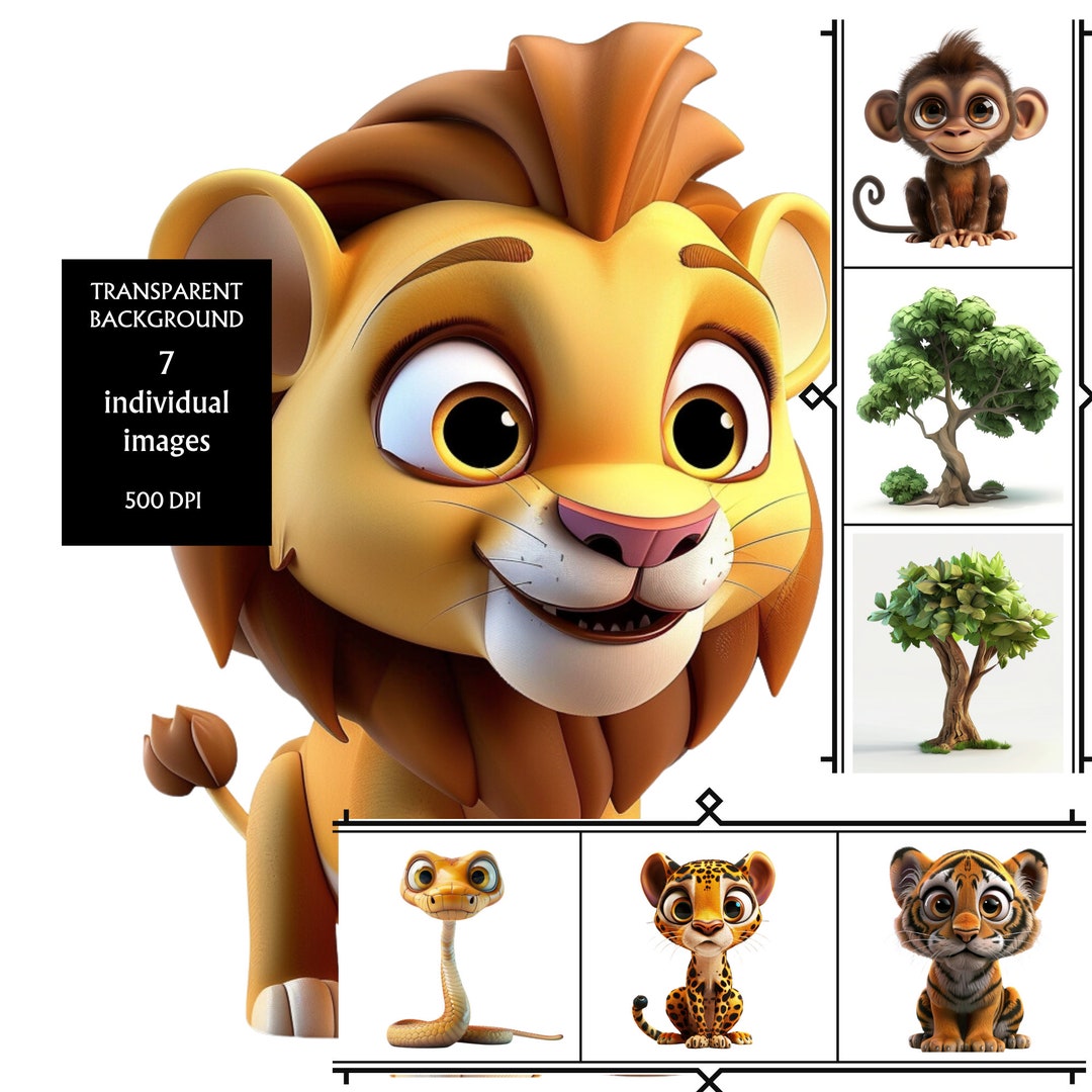 Safari Clipart Bundle, Lion, Monkey, Snake, Jaguar, Tiger, Clip Art ...