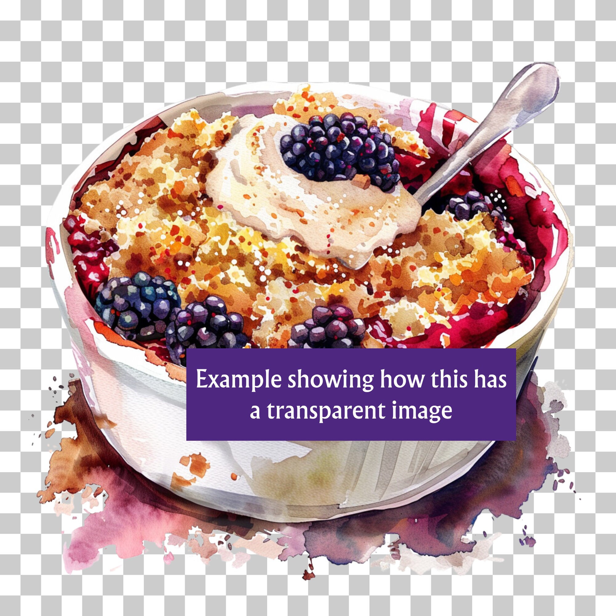 Apple and Blackberry Crumble Clip Art, Crumble Clipart, Png, Commercial ...