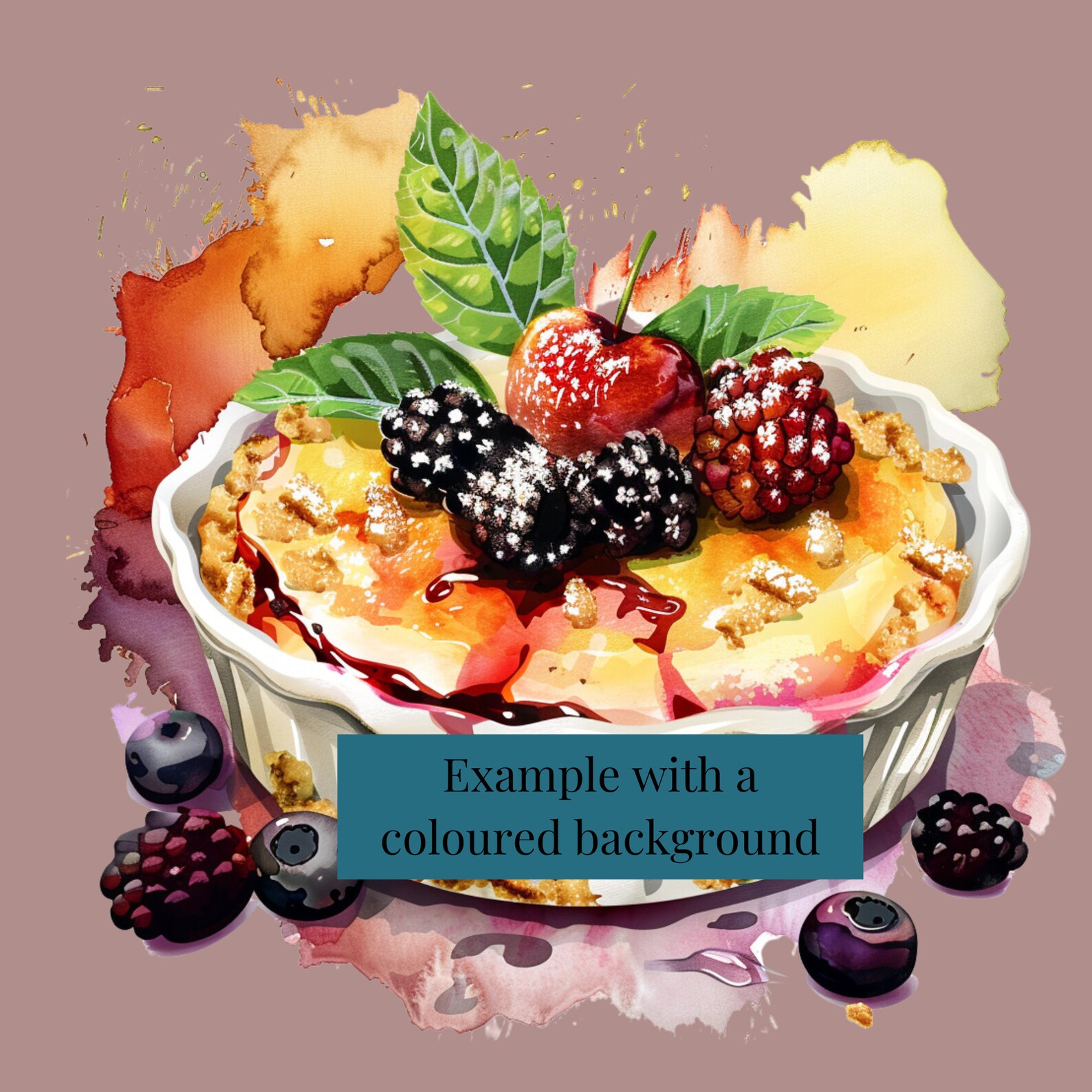 Apple and Blackberry Crumble Clip Art, Crumble Clipart, Png, Commercial ...