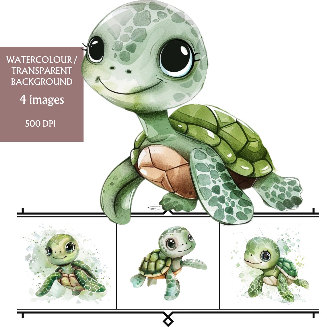 Turtle Watercolour Clipart, Turtle Bundle Clipart, Individual Turtle ...