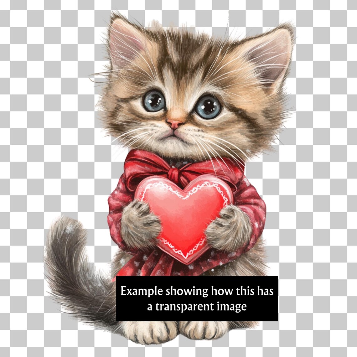 Watercolor Cute Valentines Kittens Clipart, Birthday Cat, Valentines ...