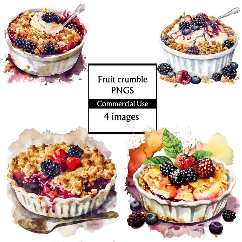 Apple and Blackberry Crumble Clip Art, Crumble Clipart, Png, Commercial ...