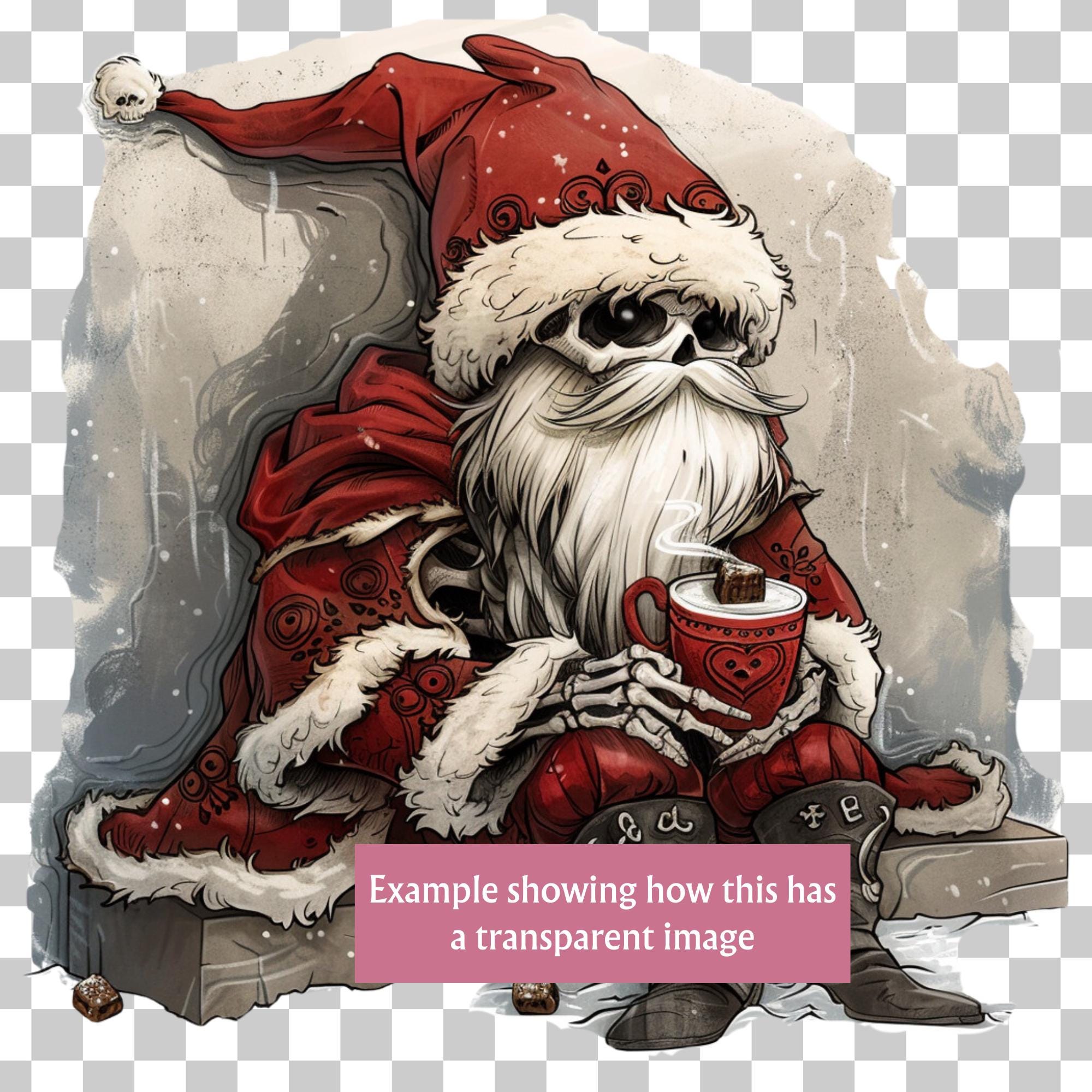Gothic Christmas Clipart, Watercolor Goth Clip Art, Skeleton Santa ...