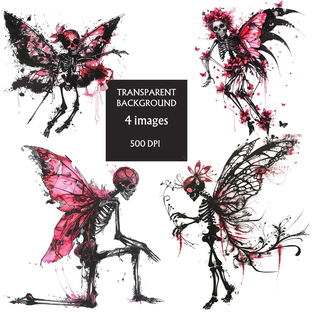 Skeleton Gothic Fairy, Evil Fairy, Skeleton Butterfly, Red and Black ...