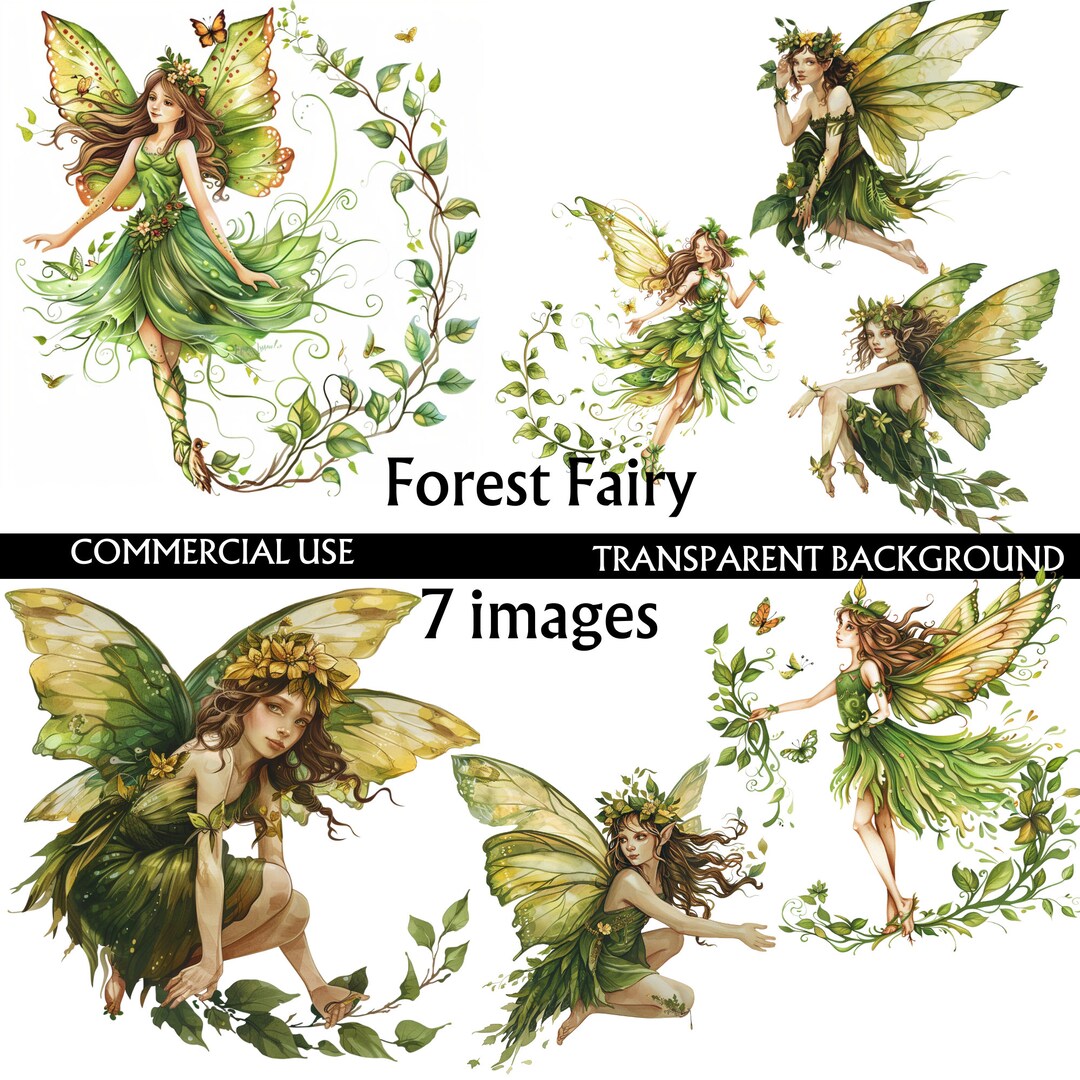 Green Forest Fairy, 4 Green Fairies Png, Fairy Clipart, Fairy With ...