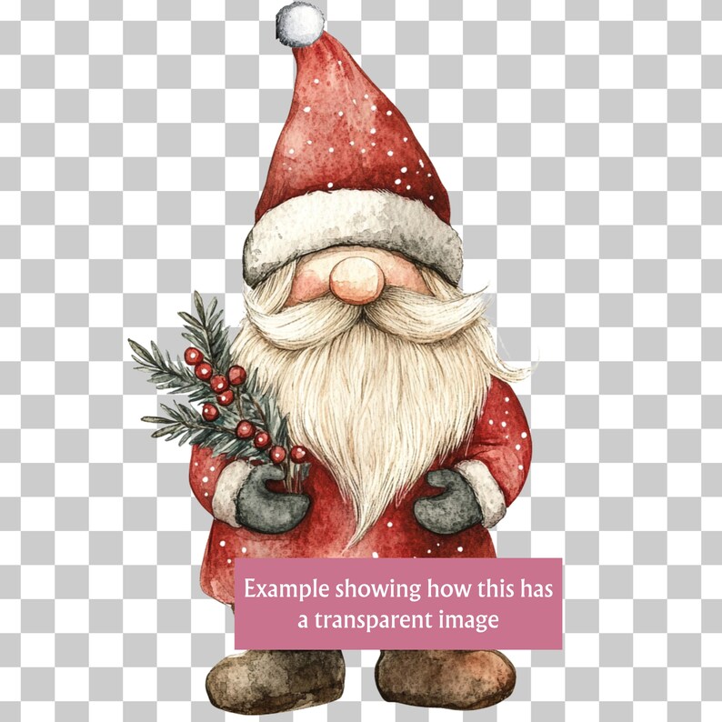 Christmas Gnome Clip Art, Christmas Gnome Set, Watercolour Gnome ...