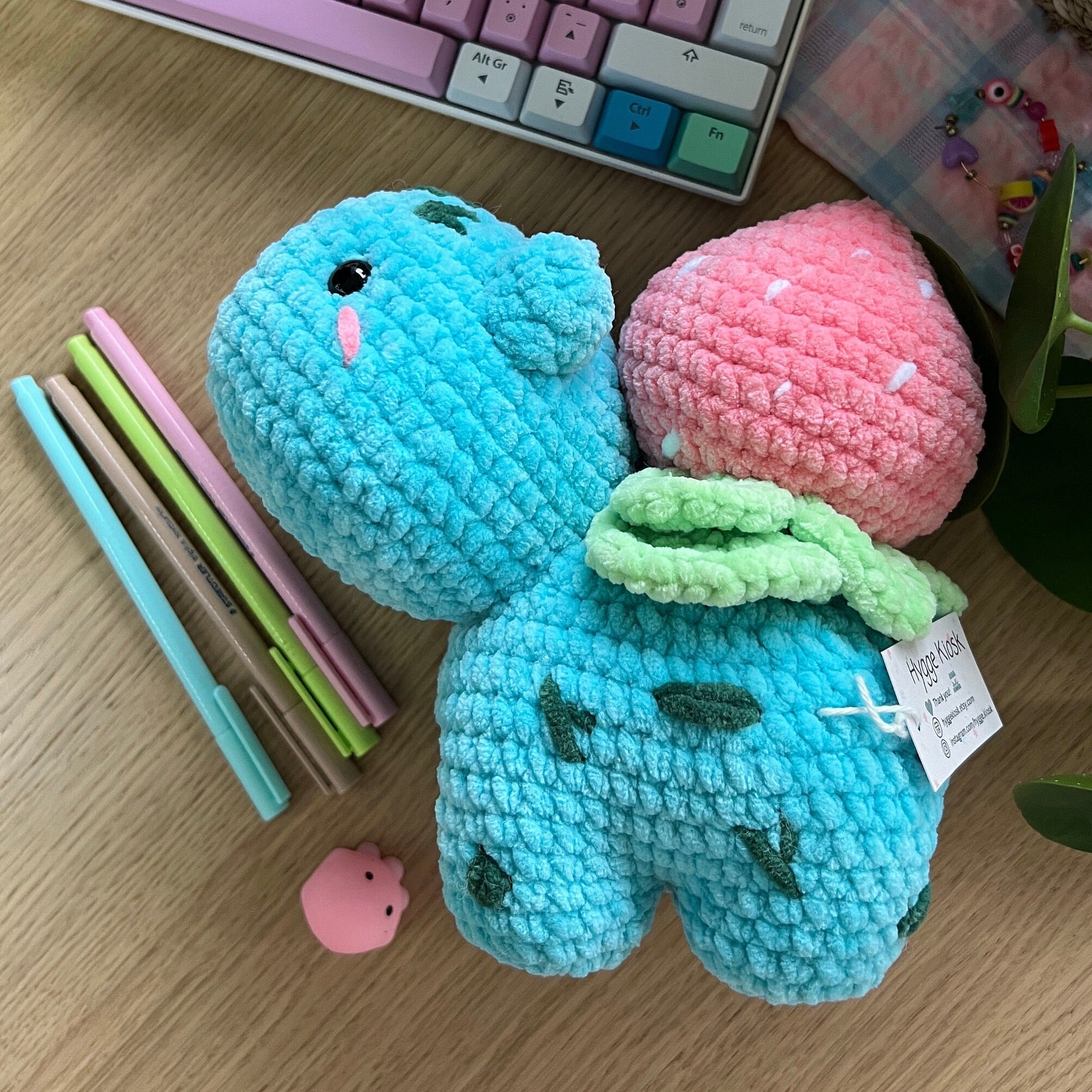 Strawberry Bulbasaur Handmade Plush Toy / Soft Squishy Pokemon - Etsy