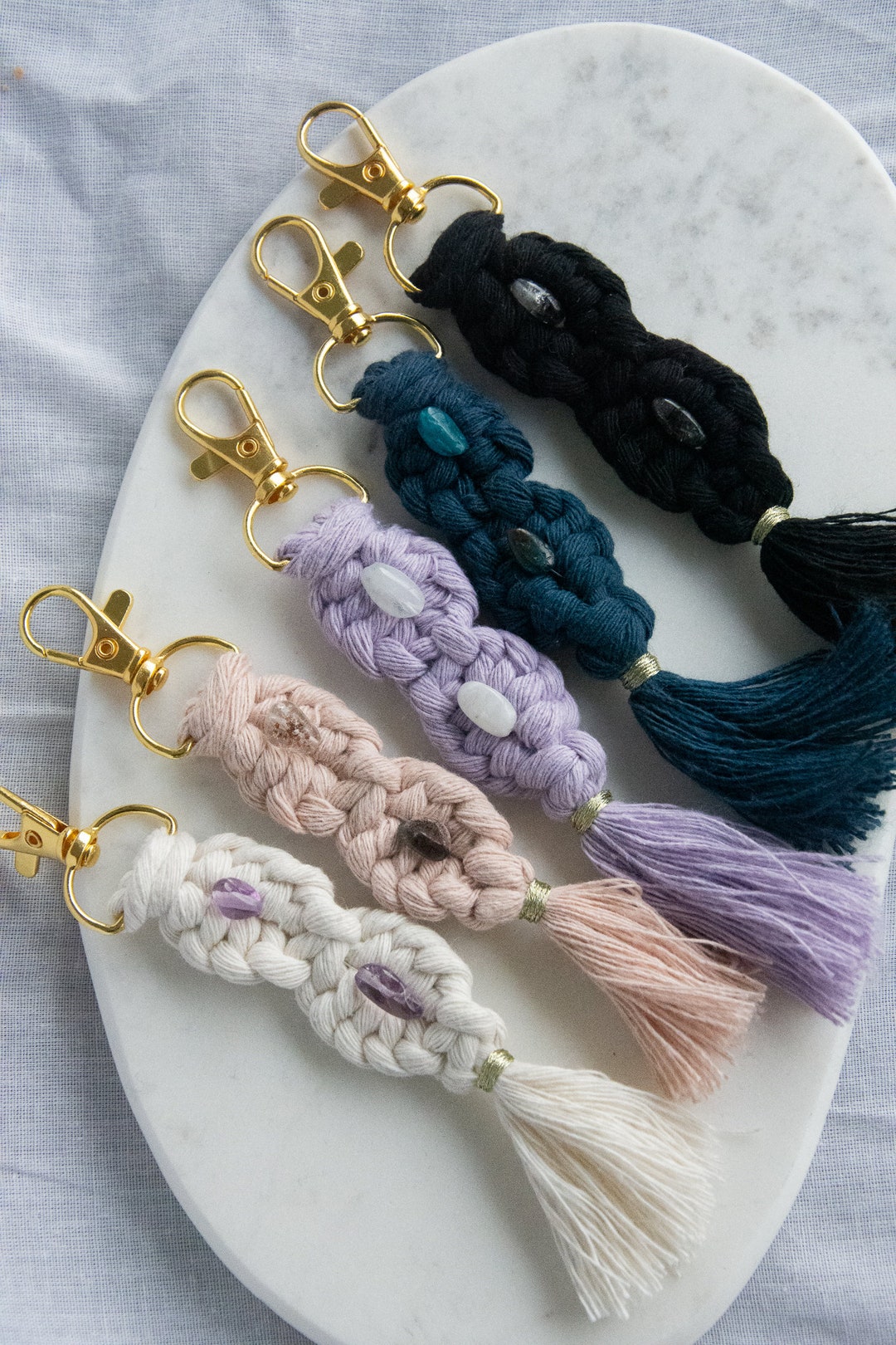 Macrame and Natural Stone Key Holder - Etsy