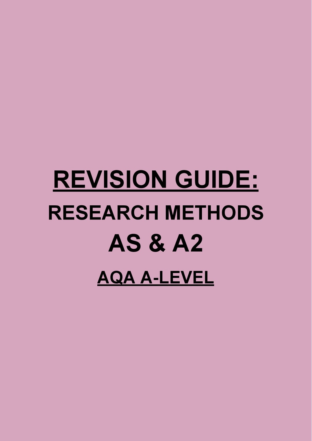 AQA A-level Psychology Research Methods Revision Guide - Etsy