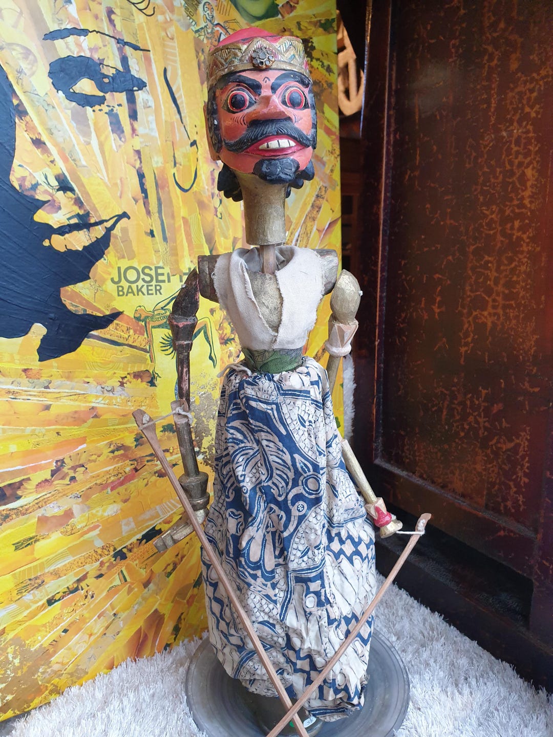 Wayang Golek Rod Puppet With Wooden Head and Batik Outfit Representing ...