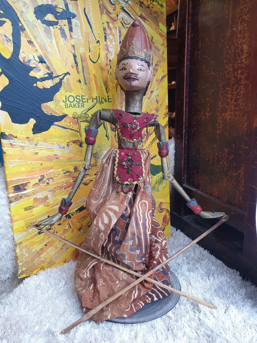Wayang Golek | Wooden Rod Puppet With Batik Outfit Representing a Wise ...