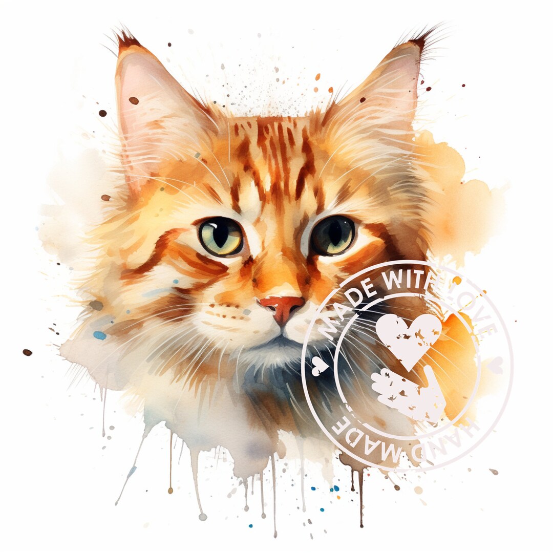 CHEETOH CAT Png, Water Color CLIPART, Cat Lover Png, Digital Download ...