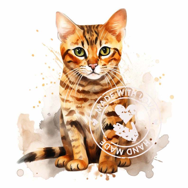 CHEETOH CAT Png, Water Color CLIPART, Cat Lover Png, Digital Download ...