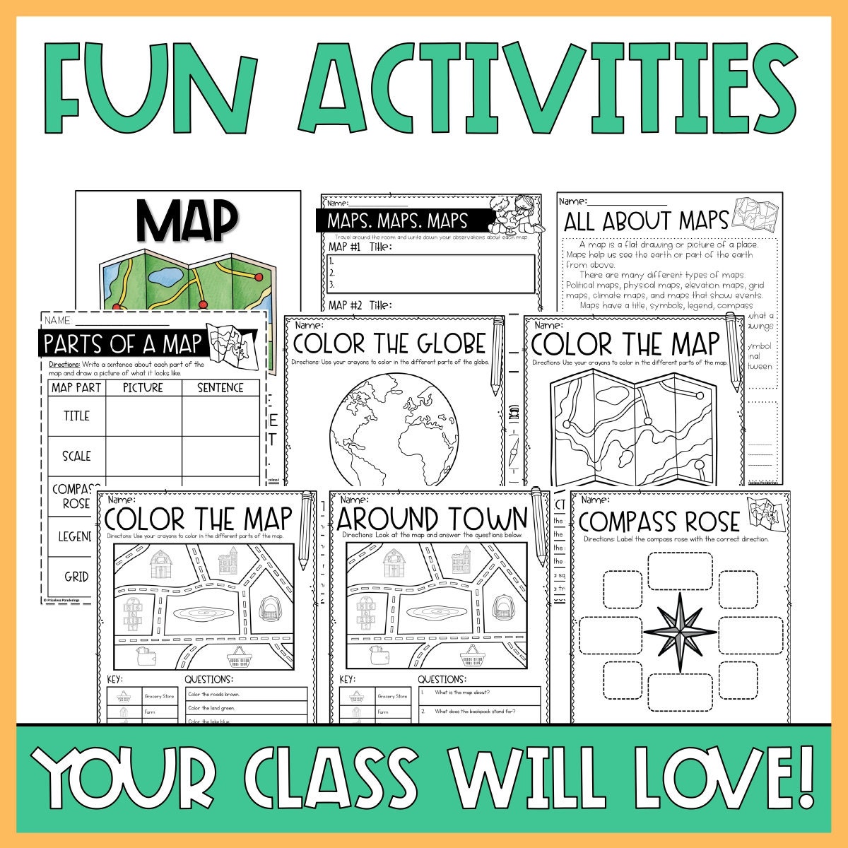 2nd Grade Map Skills and Map Features Worksheets | Reading a Map ...