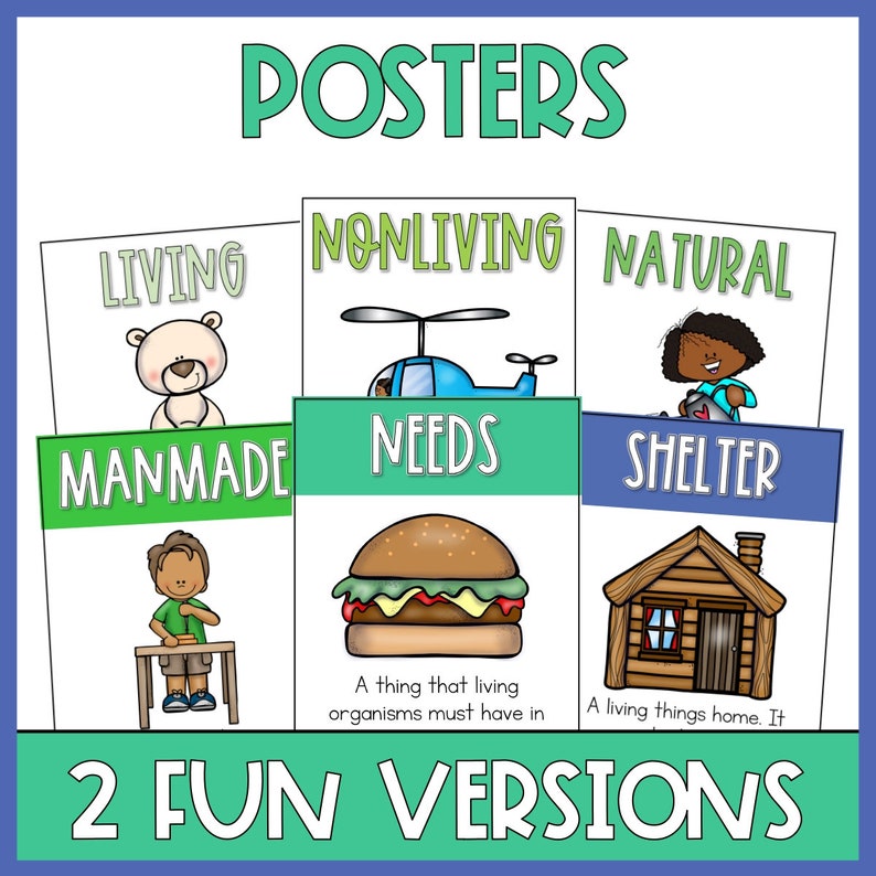 1st 2nd Grade Life Science Living Non-living Things Activities Lessons ...