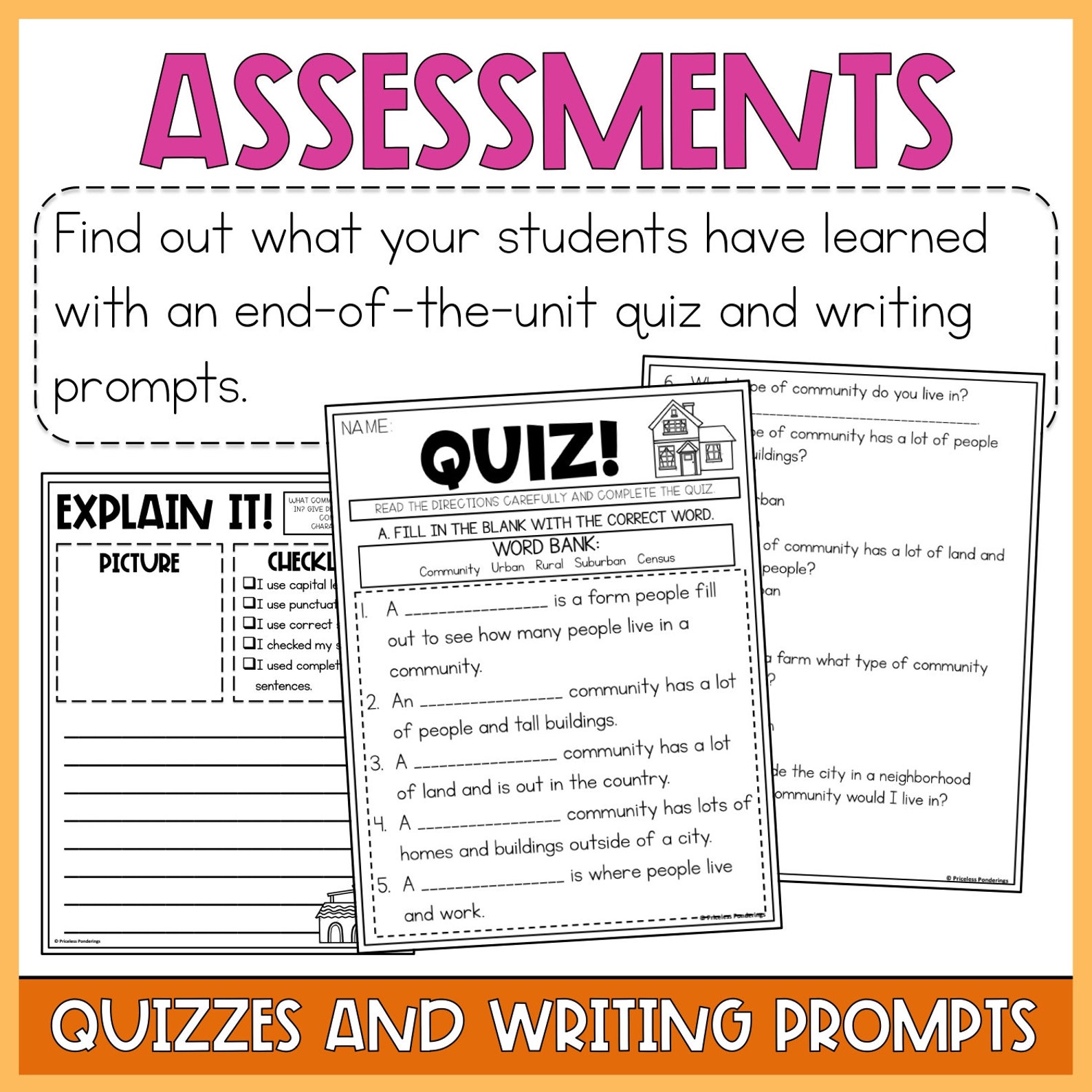 2nd & 3rd Grade Geography Worksheets - Types of Communities Social ...