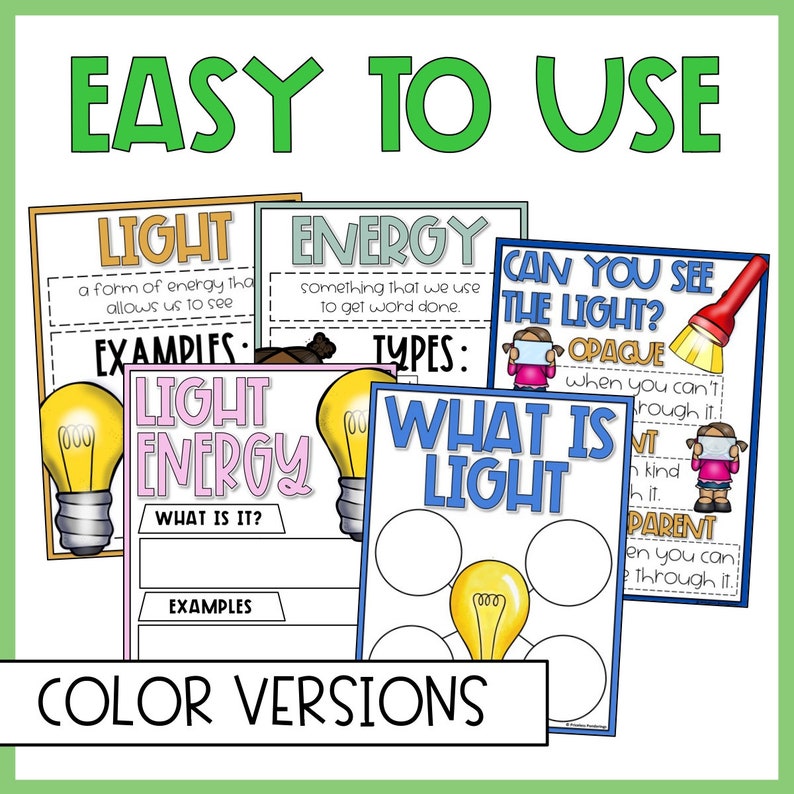 2nd Grade Science Light Energy Anchor Charts and Science Posters - Etsy