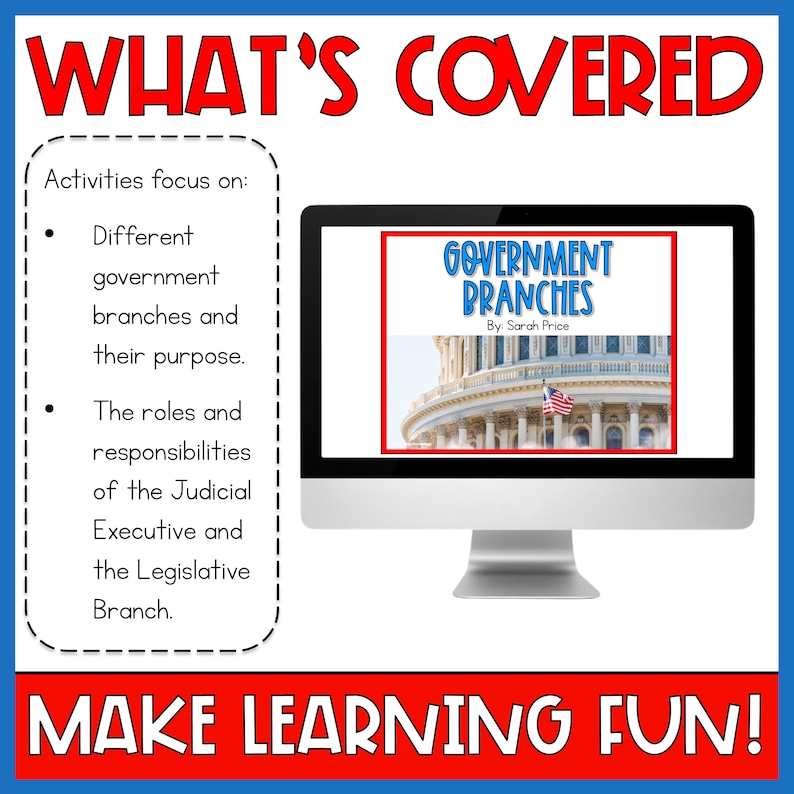 Branches of Government Digital Activities - 2nd, 3rd & 4th Grade Social ...