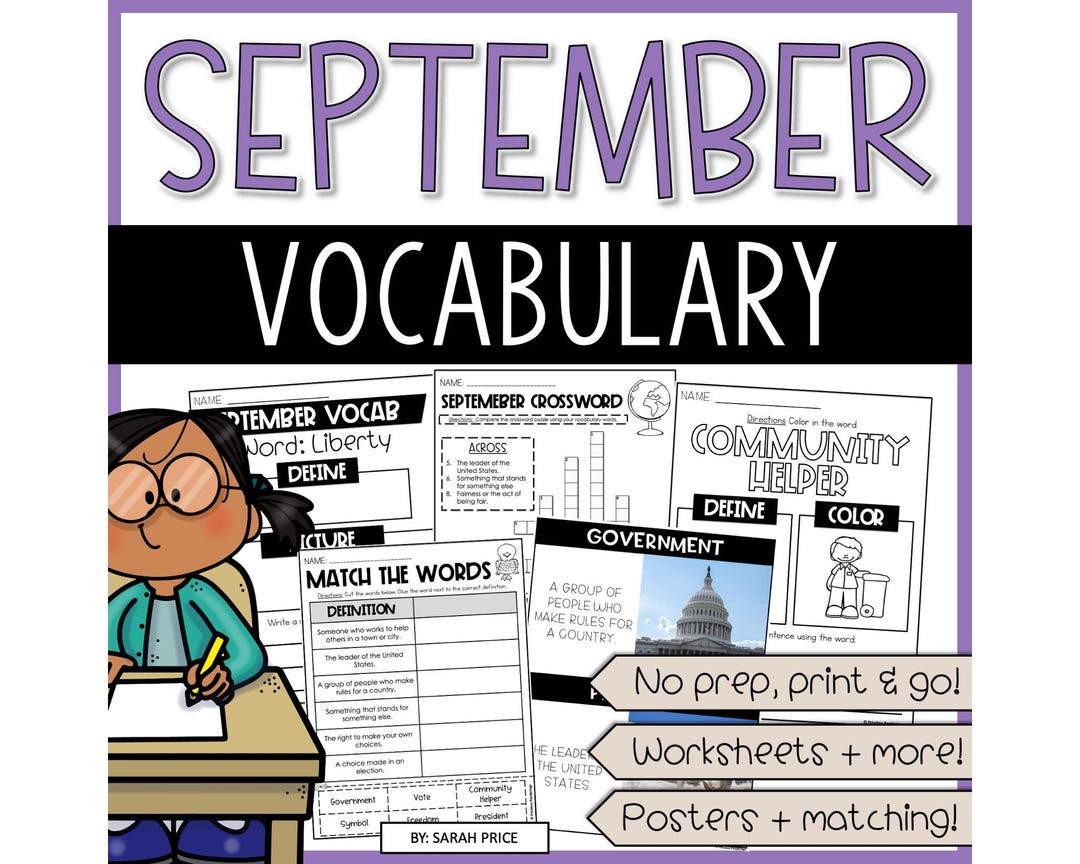 September Vocabulary Activities | 2nd Grade Fall Printable | Social ...