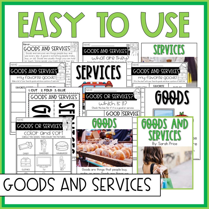 Goods and Services Activities Worksheets - 2nd & 3rd Grade Economics ...