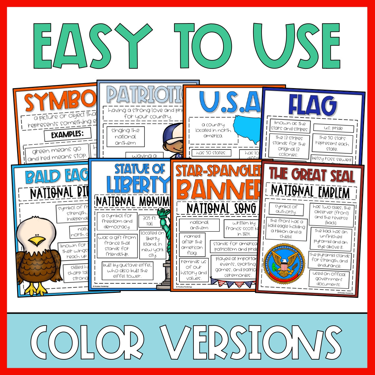 U.S. Symbols and United States Anchor Charts and Social Studies Posters ...