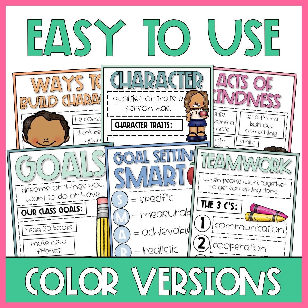 Character Education, Good Citizenship and Social Skills Anchor Charts ...