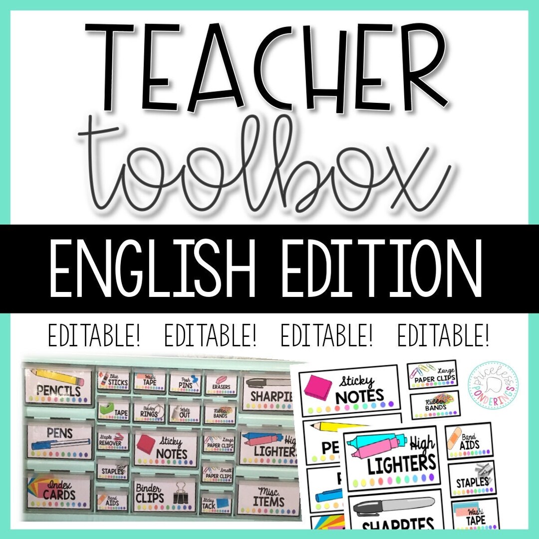 Teacher Toolbox Labels: Editable - Etsy