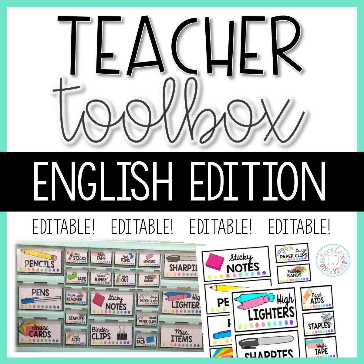 Teacher Toolbox Labels: Editable - Etsy