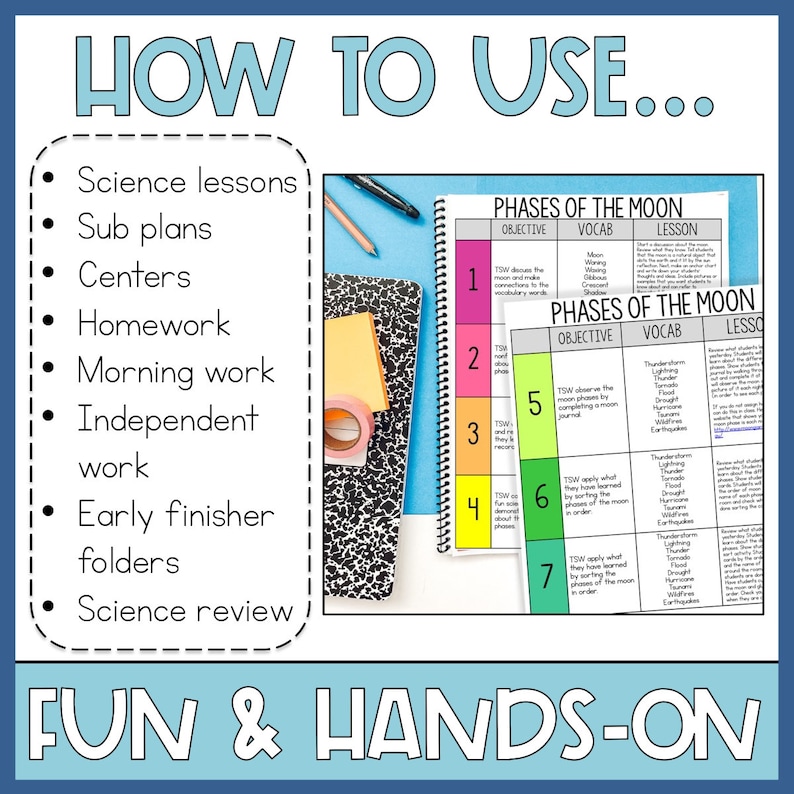 Phases of the Moon Lessons Activities - 2nd and 3rd Grade Astronomy ...