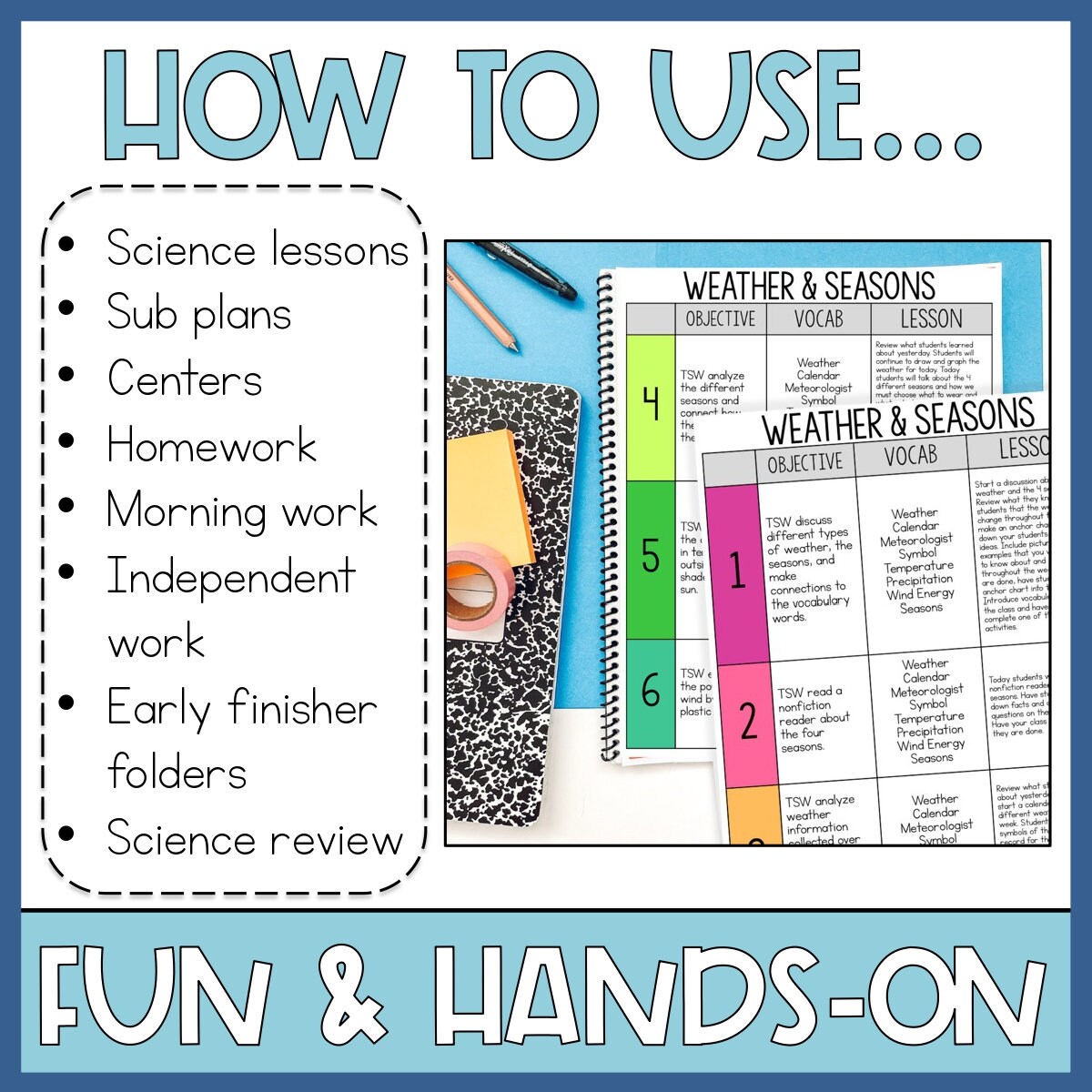 Types of Weather & Four Seasons Activities - 2nd and 3rd Grade Earth ...