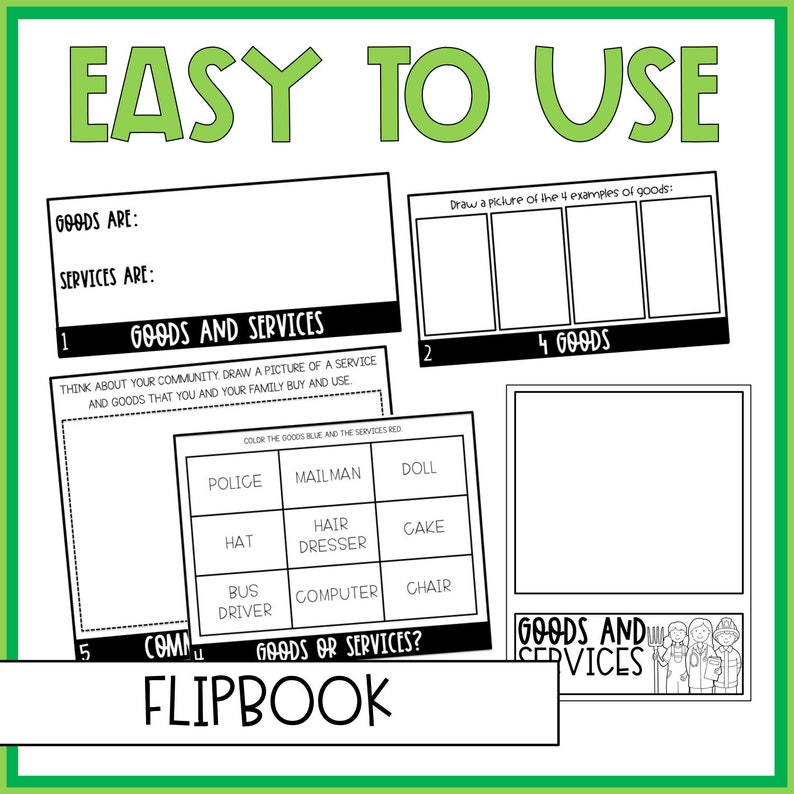 Goods and Services Activities Worksheets 2nd & 3rd Grade Economics ...