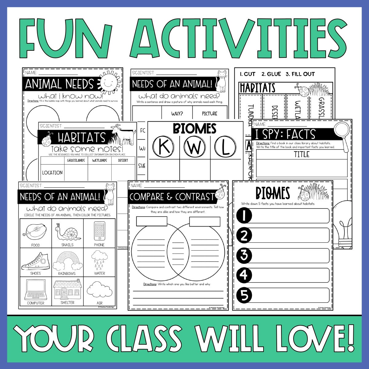 Animal Habitats and Biomes Basic Needs of Animals Science Unit for Kids ...