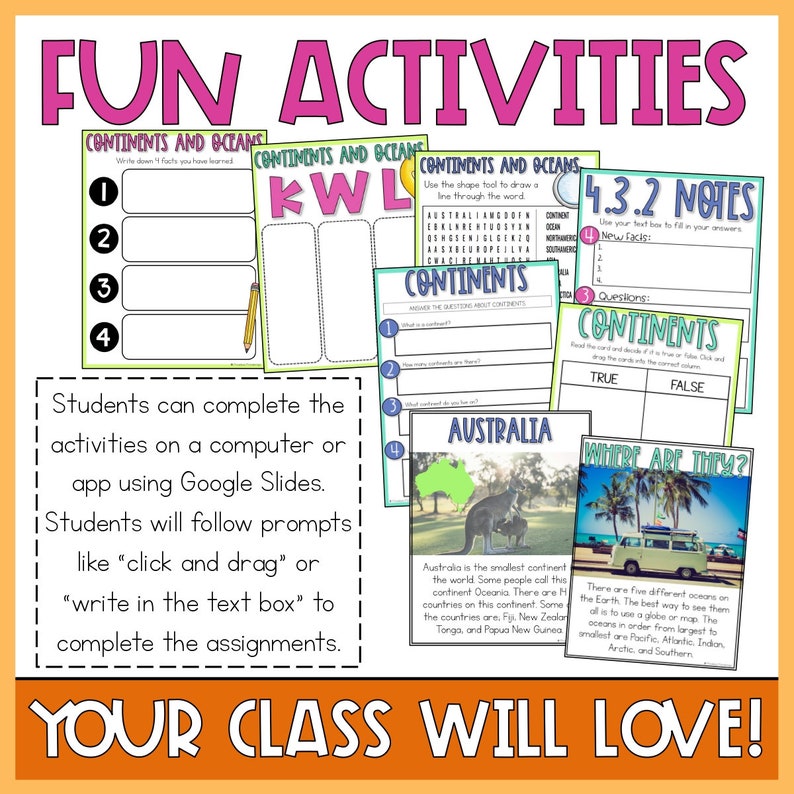 Continents and Oceans Google Slides for Distance Learning - Etsy