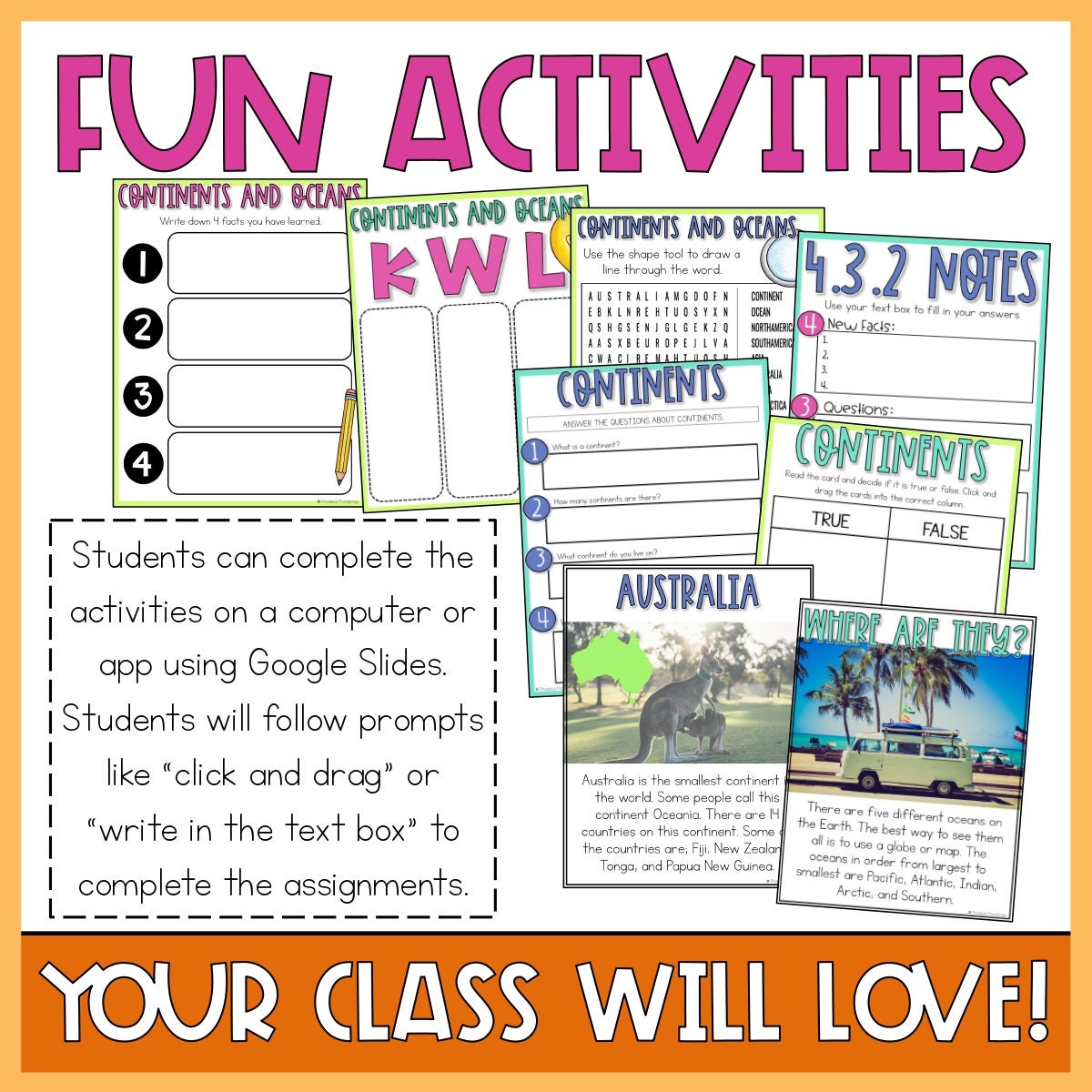 Continents and Oceans Google Slides for Distance Learning - Etsy