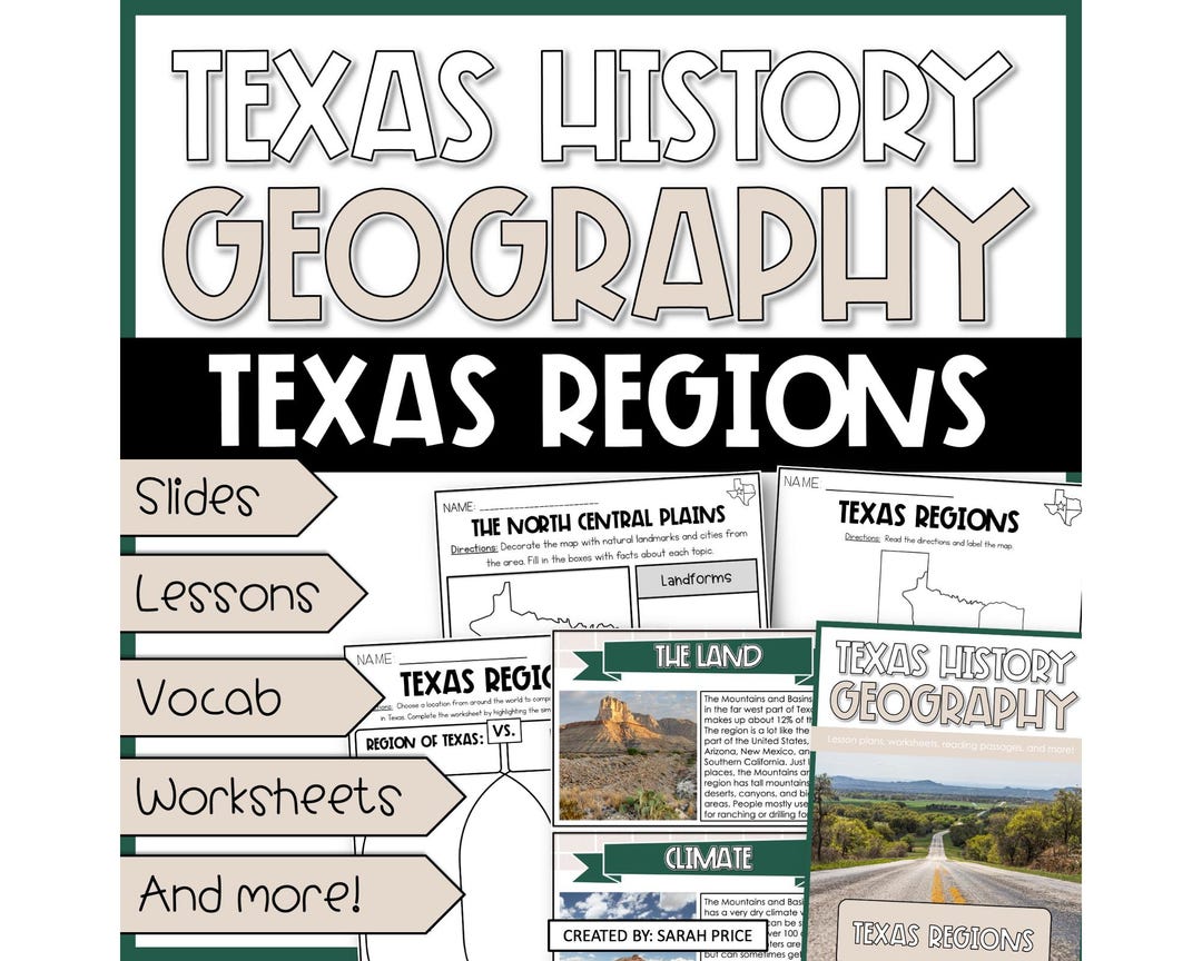 Texas Regions Activities for 4th Grade | Printable Texas History Unit ...