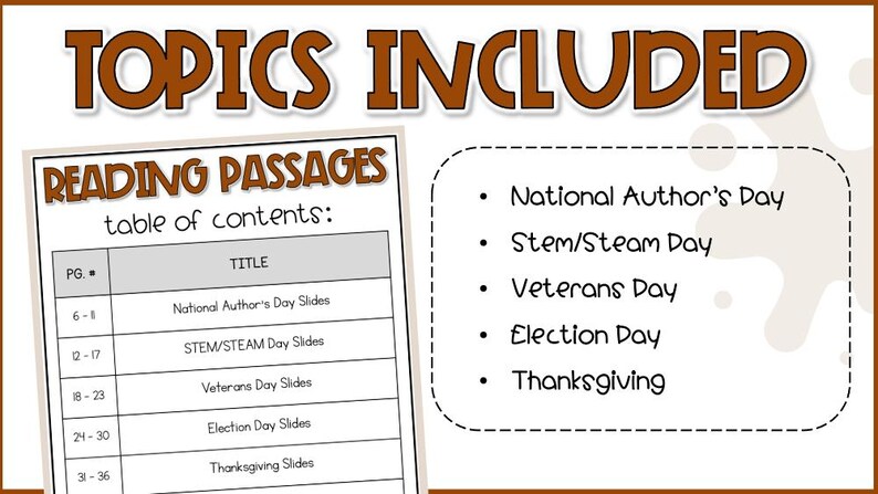 November Reading Passages 2nd Grade | Thanksgiving Comprehension ...
