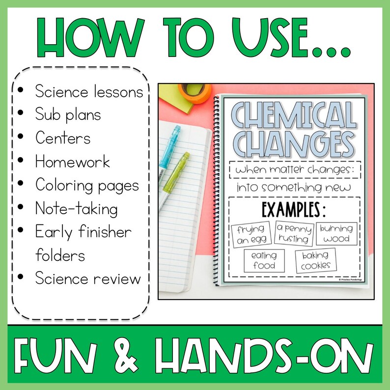 Physical and Chemical Changes Anchor Charts and Changes in Matter ...
