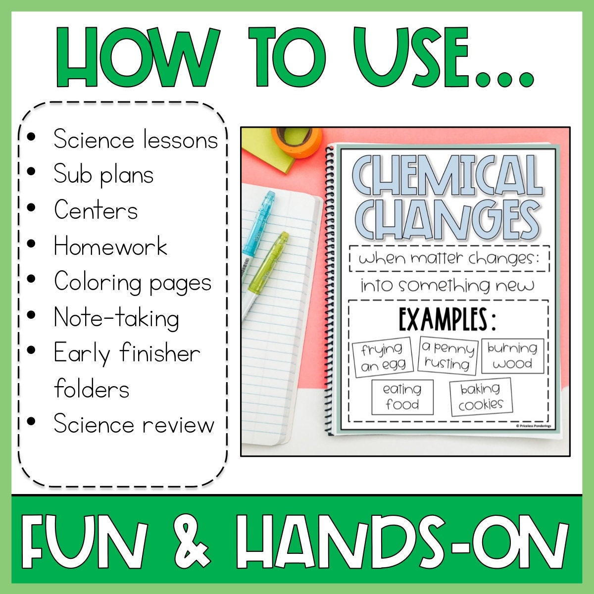 Physical and Chemical Changes Anchor Charts and Changes in Matter ...