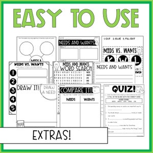 Needs and Wants Activities - 1st, 2nd & 3rd Grade Economics Lessons and ...