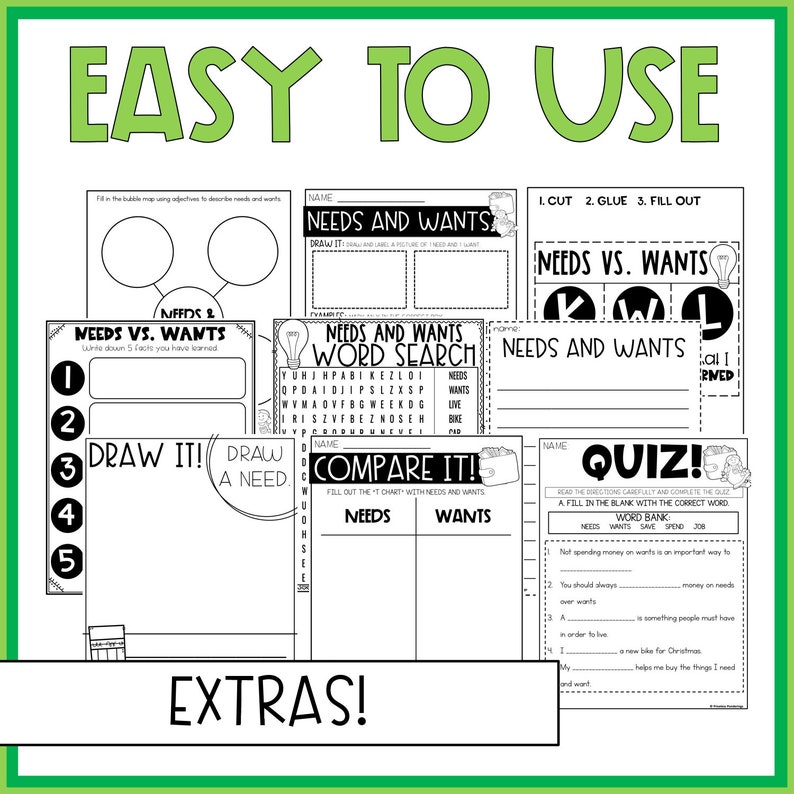 Needs and Wants Activities - 1st, 2nd & 3rd Grade Economics Lessons and ...