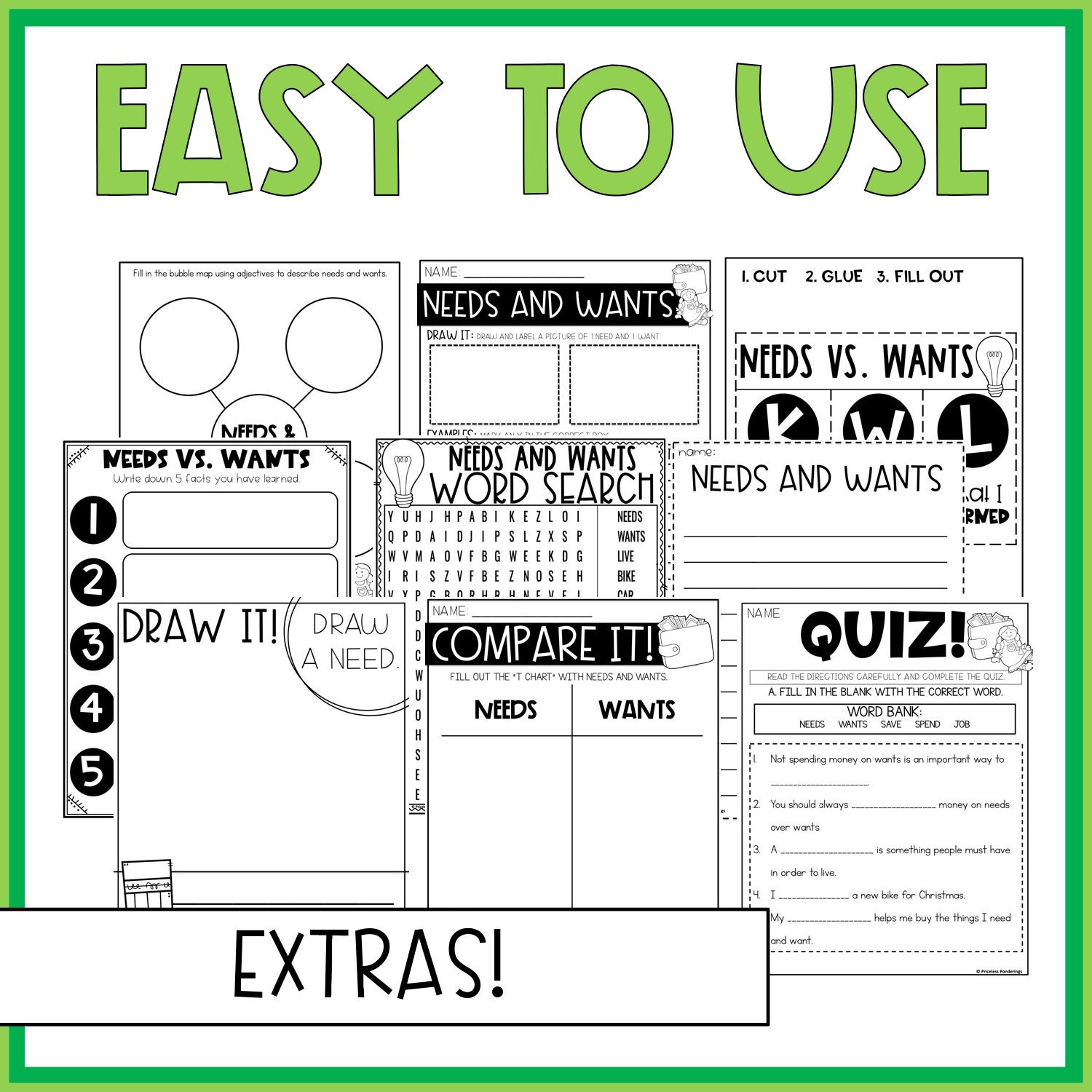 Needs and Wants Activities - 1st, 2nd & 3rd Grade Economics Lessons and ...