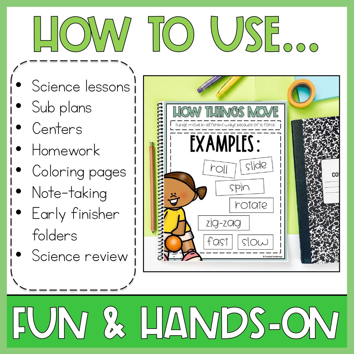 Patterns of Movement | Slide Spin and Roll Science Anchor Charts and ...